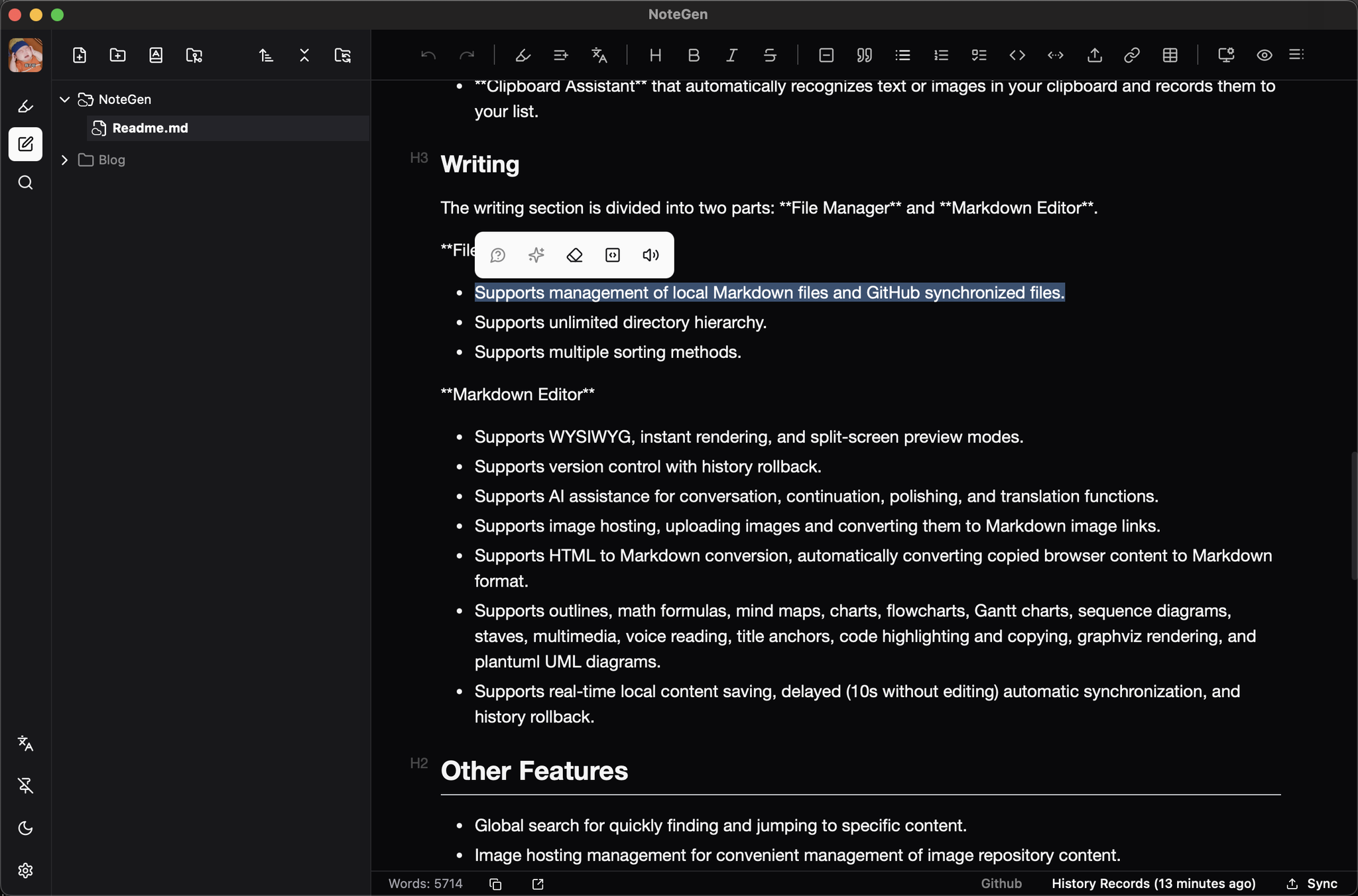 NoteGen - Markdown AI Note-taking Software